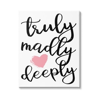 Stupell Truly Madly Deeply Romantic Heart Canvas Wall Art by Martina ...