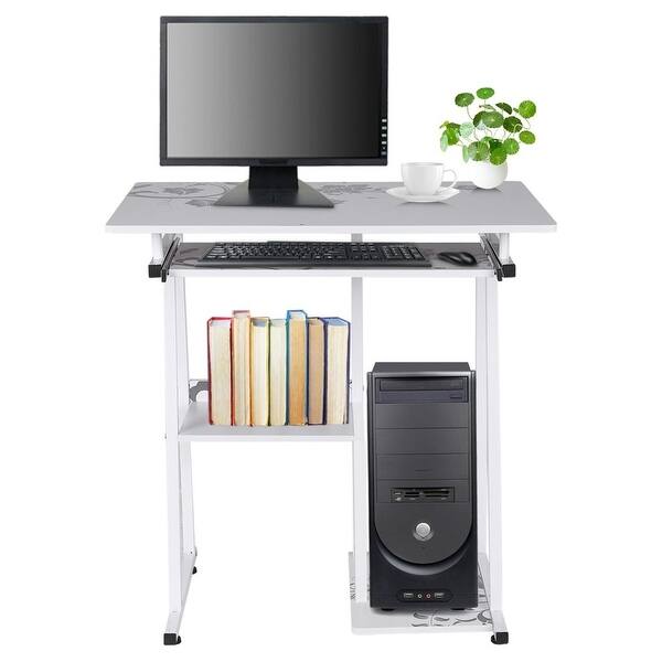 Small Computer Desk Laptop Study Table Storage Shelves Pull Out ...