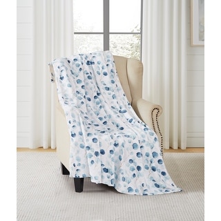 Key Largo Blue Leaves Flannel Throw - Bed Bath & Beyond - 38934261