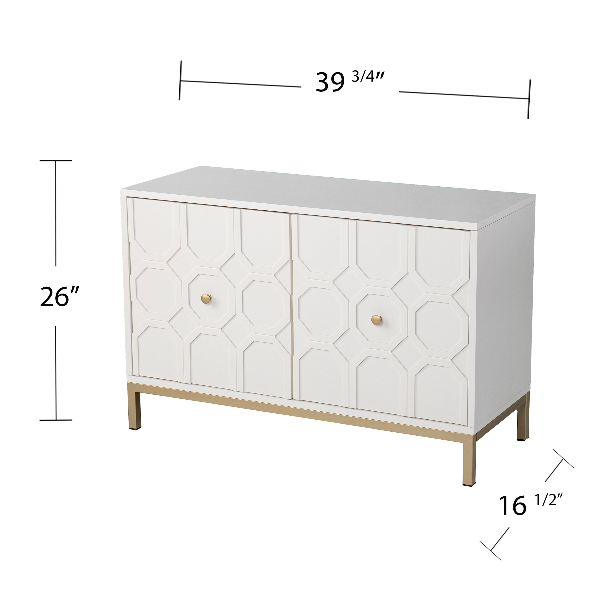 SEI Furniture Gliday Contemporary Decorative 2 Door Buffet Accent Cabinet with Gold Hardware