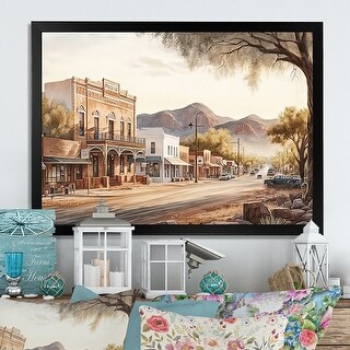Designart "Small Town Wild West IV" Southwestern Framed Art Print - Bed ...