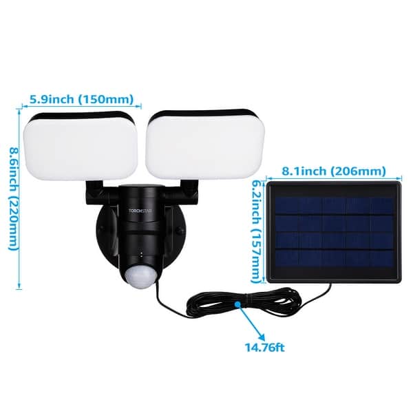 Dual-Head LED Solar Outdoor Security Lights with Motion Sensor - Bed ...