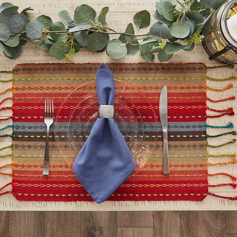 DII Natural Tonal Stripe With Fringe Placemat (Set of 6) - Overstock ...