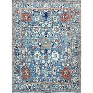 Shahbanu Rugs Niagara Blue Hand Knotted Caucasian Gul Motifs Design ...