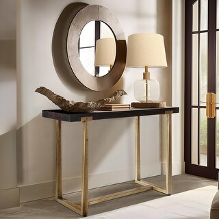 Baltimore Rustic Rectangle Console Table Wood Hammered Antique Bronze ...