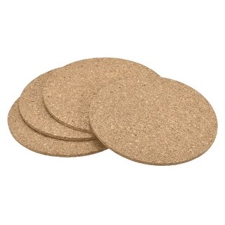 100mm Round Coasters 3mm Thick Cork Cup Mat Pad for Tableware 4pcs ...
