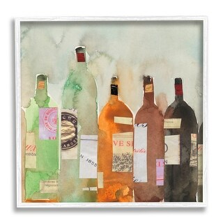 Stupell Collaged Wine Champagne Bottles Vintage Style Framed Wall Art ...