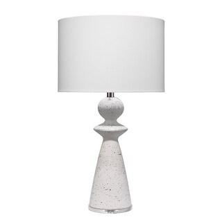 27 Inch Table Lamp, Terrazzo Turned Pedestal Base, Linen Shade, 150W ...