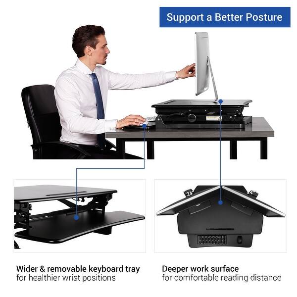 FlexiSpot M4B Adjustable Standing Desk - 41" Cubicles Corner Desk Riser ...