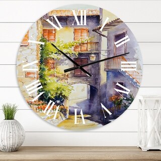 Designart 'Rustic and Idyllic Italian VIllage' Country wall clock - Bed ...