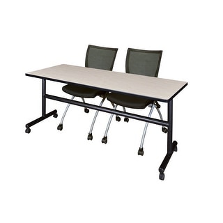 72" x 30" Flip Top Mobile Training Table- Maple and 2 Apprentice ...