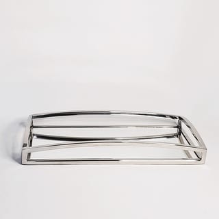 Silver Metallic Rectangular vanity tray with mirror 15.75 x 8" - Bed ...