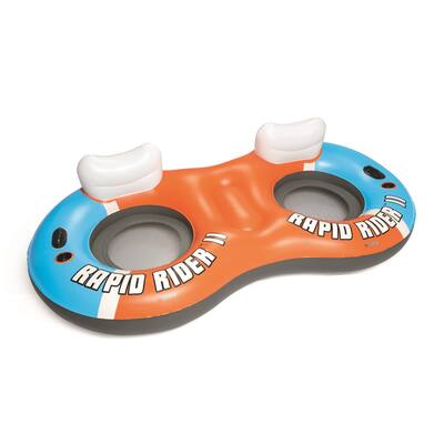 95" Inflatable 2 Person River Raft Tube Float with Cup Holders - Bed ...