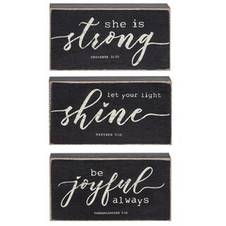 Strength and Dignity Box Sign 3 Asstd. - Black - Bed Bath & Beyond ...