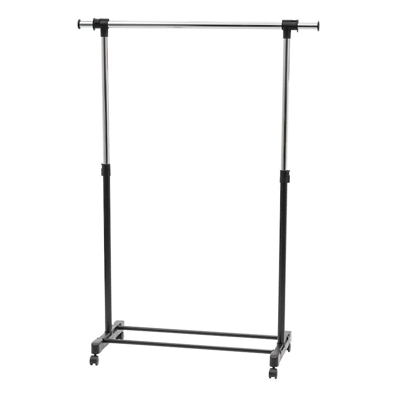 Adjustable and Extendable Single-Rod Clothes Garment Rack with Lockable ...