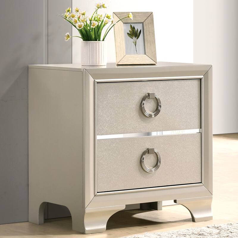 Modern Elegant Design Metallic Sterling 2-Drawer Nightstand - Overstock ...
