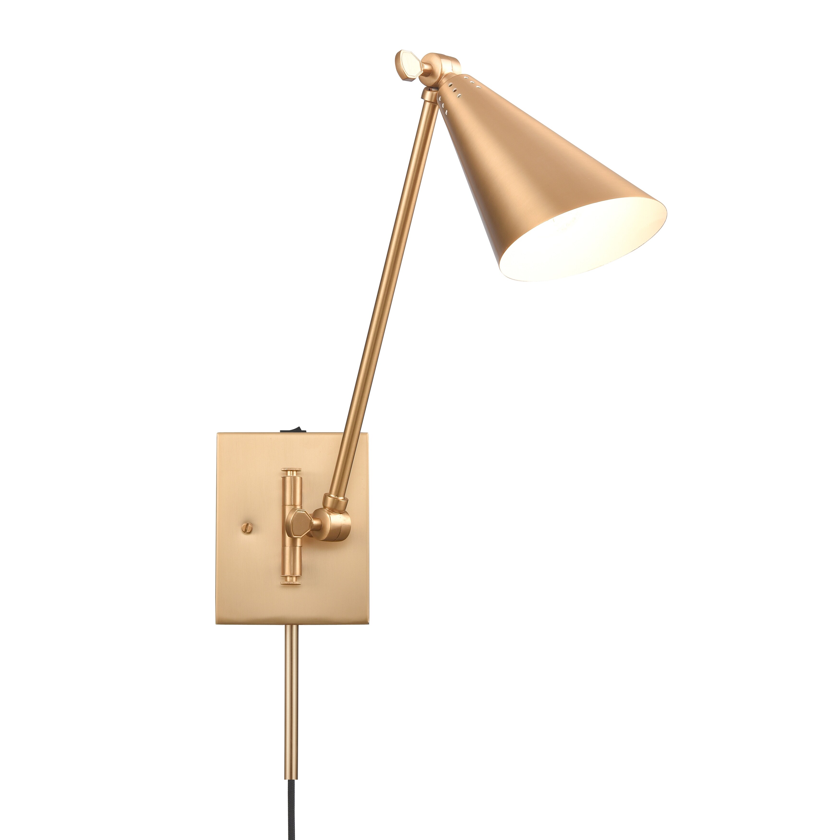 Elk Home Whitmire Brushed Gold With Metal Cone Shade 1 Light Sconce ...