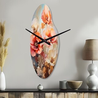 Coral Poppies Romantic Impression III - Poppies Wall Clock in Cloud ...