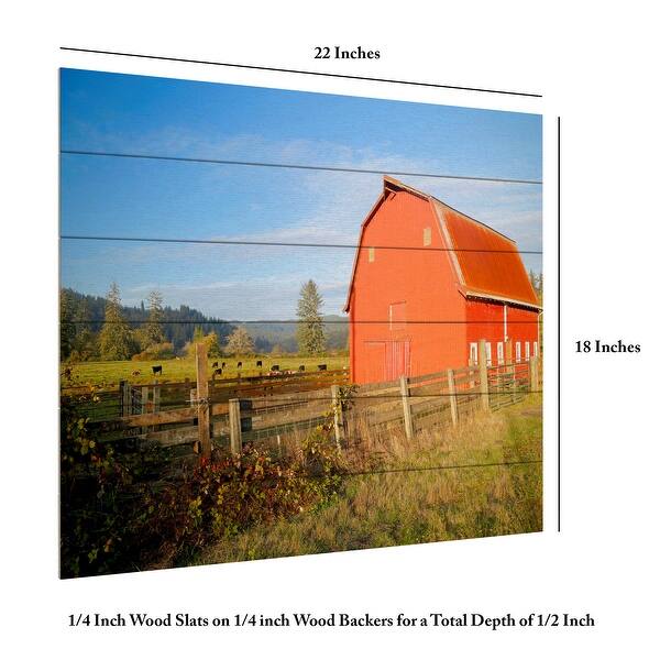 Susan Vizvary Photography 'Red Barn with Cows 2' Wood Slat Art - Multi ...