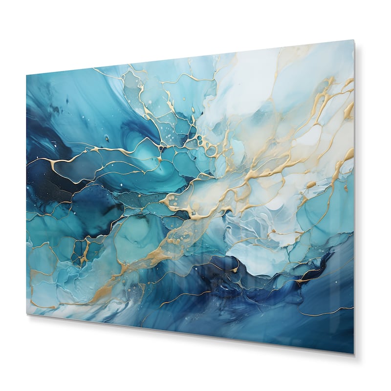 Designart "Oceanic Collage I" Abstract Collages Large Metal Prints ...