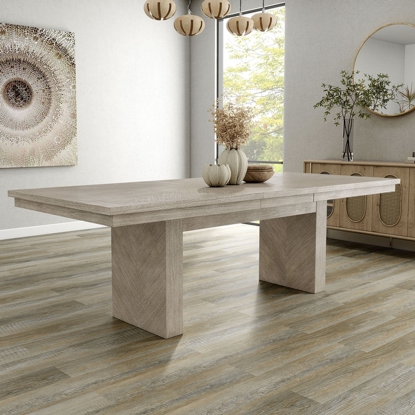 Furniture of America Yetaria Modern Farmhouse Natural 94 Inch Wood Extendable Dining Table