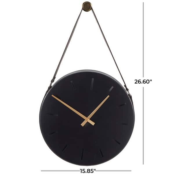 Stainless Steel Wall Clock with Leather Hanging Straps - Bed Bath ...