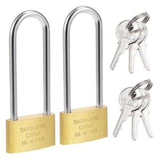 Brass Padlocks, Keyed Different, 40mm Wide Brushed Long Harden Shackle ...