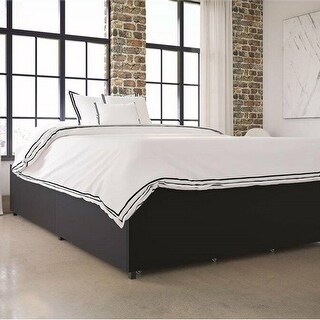 Queen Size Faux Leather Upholstered Platform Storage Bed Black - Bed ...