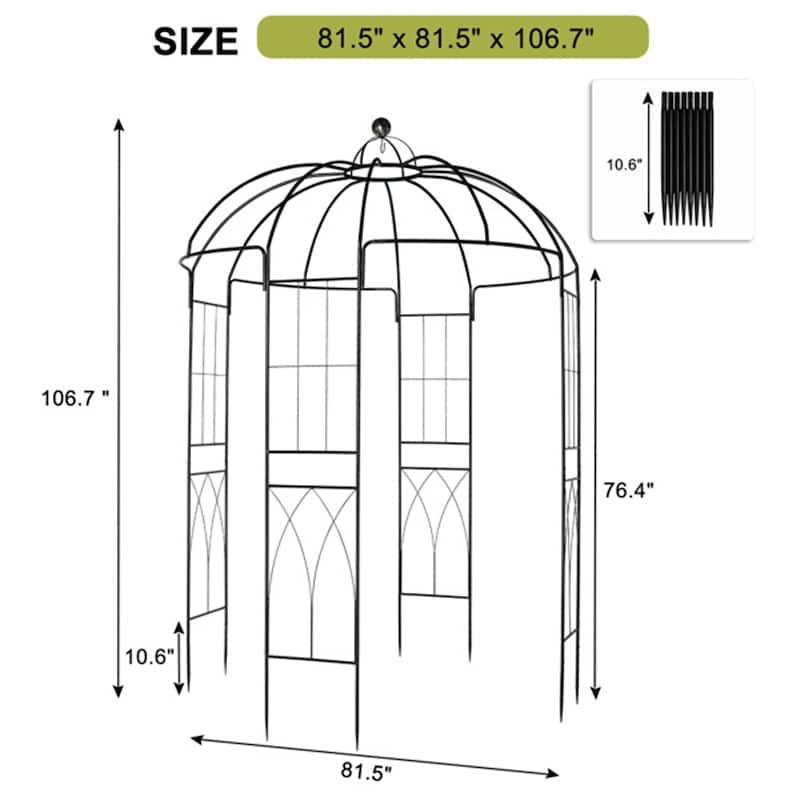 Courtyard Wrought Iron Gazebo Arch - Overstock - 39040576