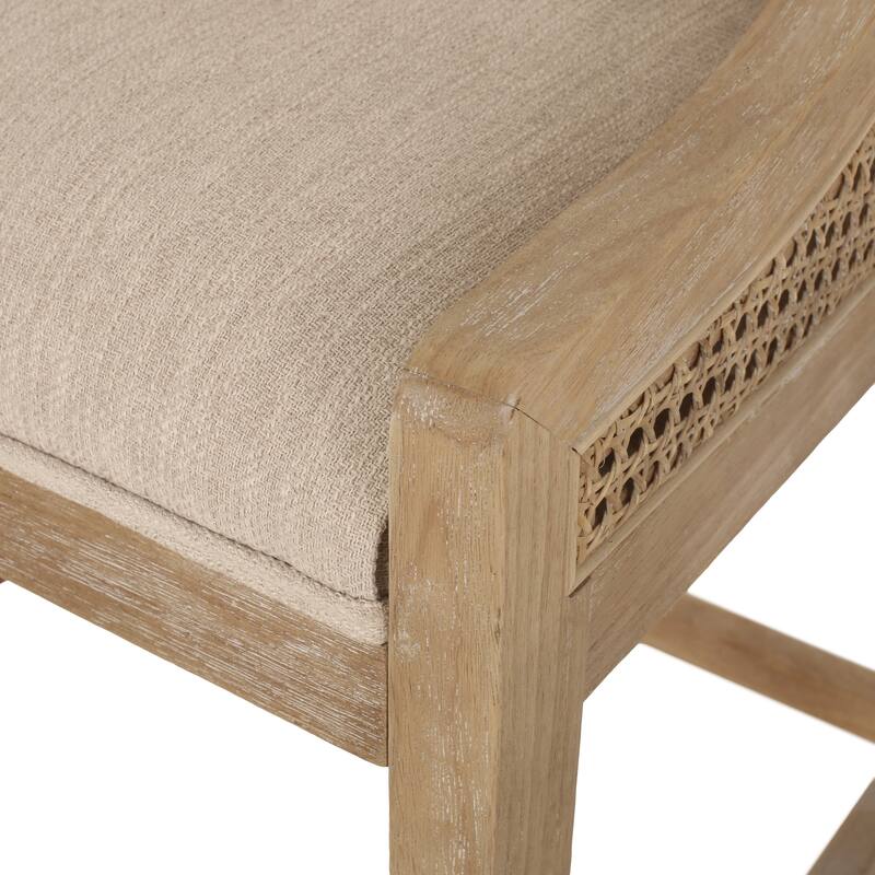 Christopher Knight Home Cataldo Fabric Upholstered Wood and Cane 25.5 ...