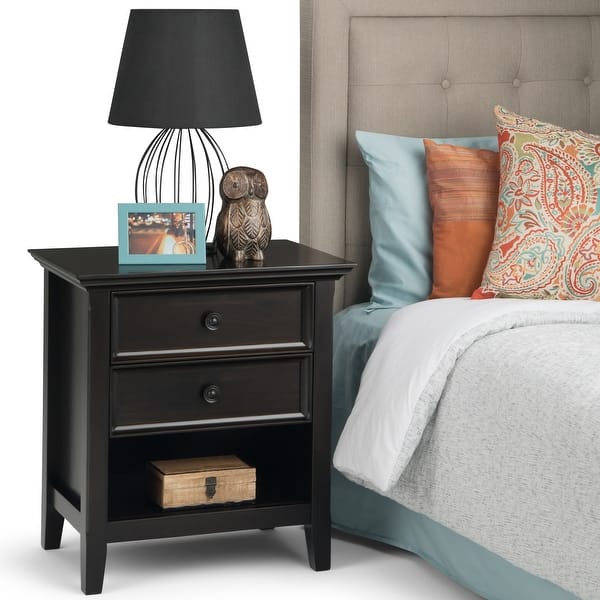 black solid wood bedside table