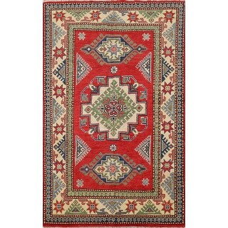 Kazak Accent Rug Handmade Traditional Red Wool Carpet - 3'3" x 5'6 ...