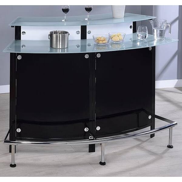 Lawrence Modern Glossy Black Glass Bar Station Unit - Bed Bath & Beyond ...