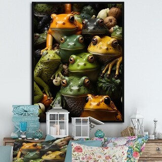 Designart "Toads Family" Frogs & Toads Framed Wall Art Prints - Bed ...