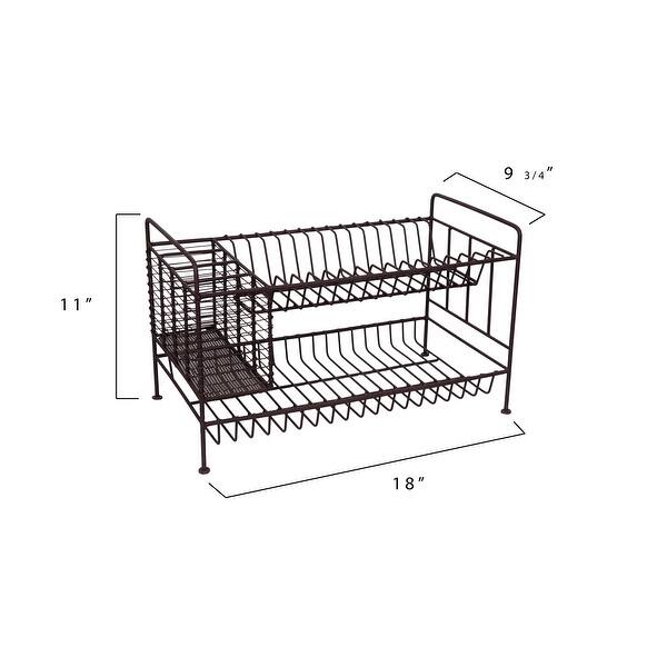2-Tier Metal Dish Rack with Utensil Compartment - Bed Bath & Beyond ...