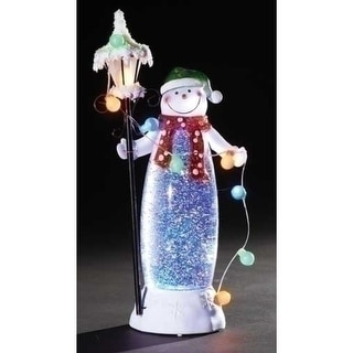 11.5" LED Lighted Snowman with Lamp Post Christmas Tabletop Decor - Bed ...