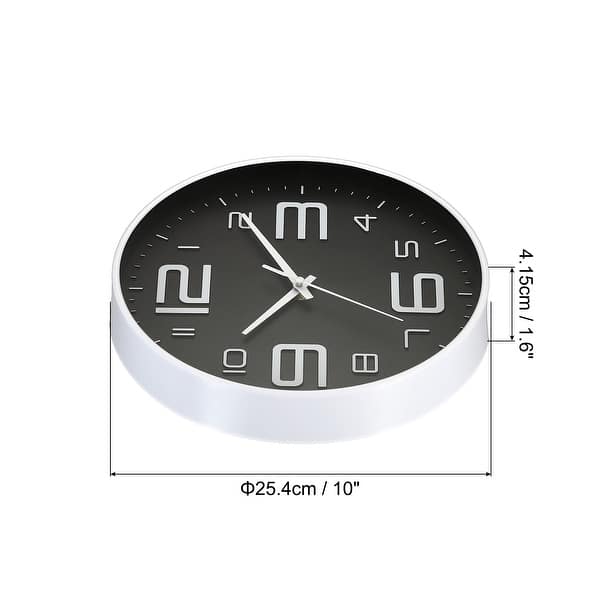 10" Wall Clock Battery Operated Silent Non-Ticking 3D Numbers Black ...