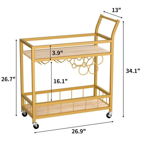 Homall Bar Cart Home Industrial Mobile Bar Cart with Wine Rack - Bed ...