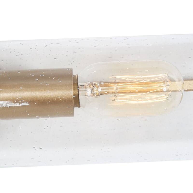 Velus Modern Black Gold 2-Light Cylinder Bathroom Vanity Lights Linear Glass Hallway Wall ...