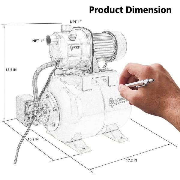 G green EXPERT Steel 3/4 Horsepower Shallow Well Automatic Booster Pump ...