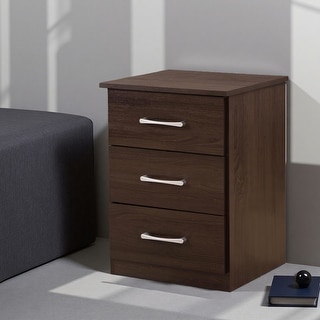 18"L Wenge Contemporary Nightstand with 3 Drawers, Durable Construction ...