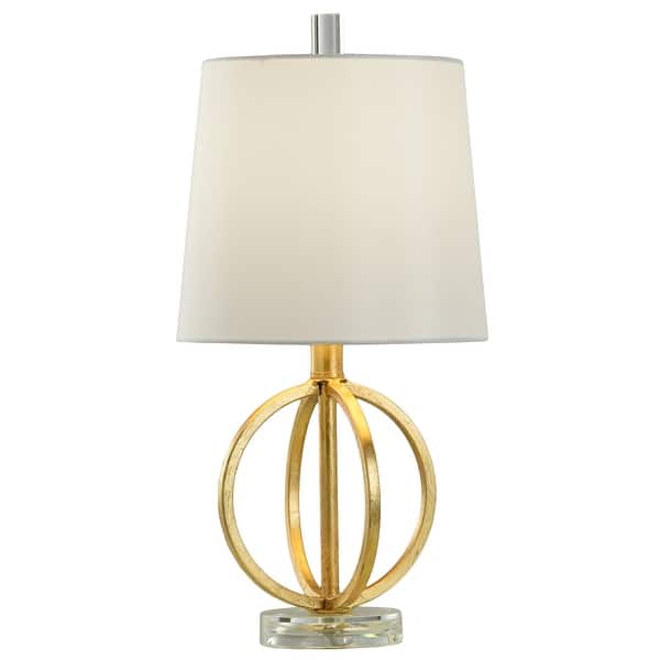 StyleCraft Golden Flora Antique Gold Table Lamp - Heavy White Shade ...