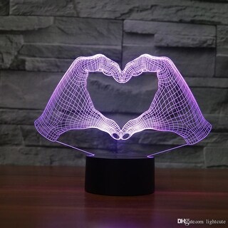 Smart Touch 3D Illusion 7-Color LED Light - Hand Heart - Bed Bath ...