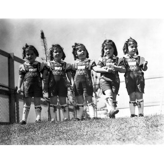 Dionne Quintuplets standing in Black and White Photo Print - Bed Bath ...
