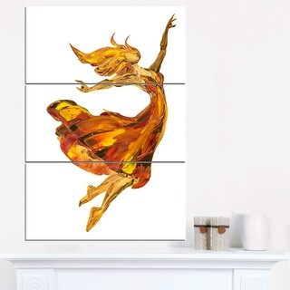 Designart "Fire Ballerina" Portrait Canvas Art Print - 28x36 - 3 Panels ...