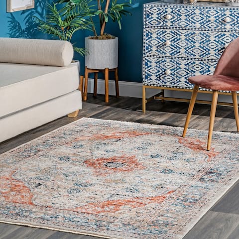 Nuloom Transitional Vintage Sasha Floral Ombre Border Area Rug ...