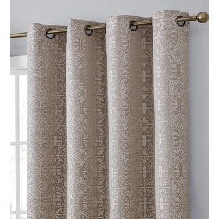 HLC.me Mia Tile 100% Complete Blackout Thermal Insulated Heat/Cold/UV Blocking Grommet Curtain ...