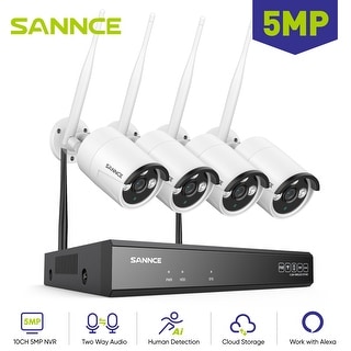 SANNCE Wireless Security Camera System, 10CH 5MP NVR With 4Pcs Cameras ...