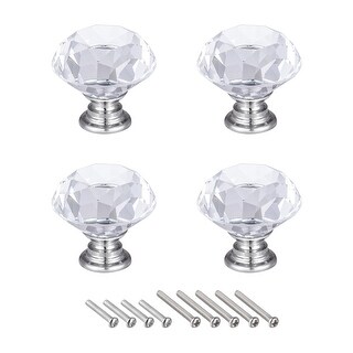 30mm Crystal Knobs Drawer Door Diamond Shaped Pulls Handles Transparent ...