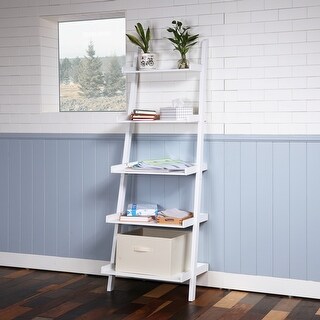 Ladder Shelf 5-Tier Bookshelf Storage Rack Wall Leaning Shelf Free ...